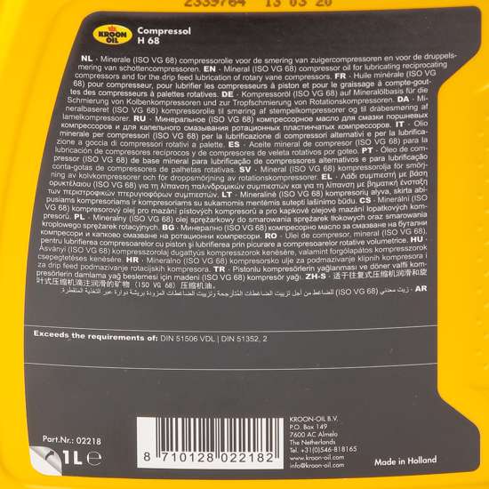 Compressorolie h68 1ltr Bouwsales.nl